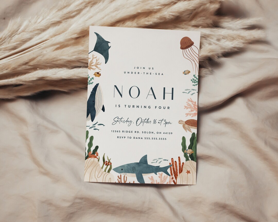 Under the Sea Invitation Template, Sea Animals, Sea Creatures, Whale ...