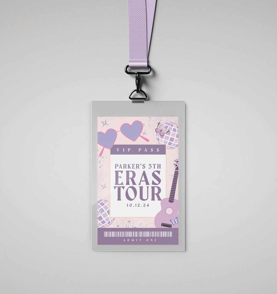 Taylor Eras Tour VIP Pass Template, Swiftie Birthday Party Pass ...