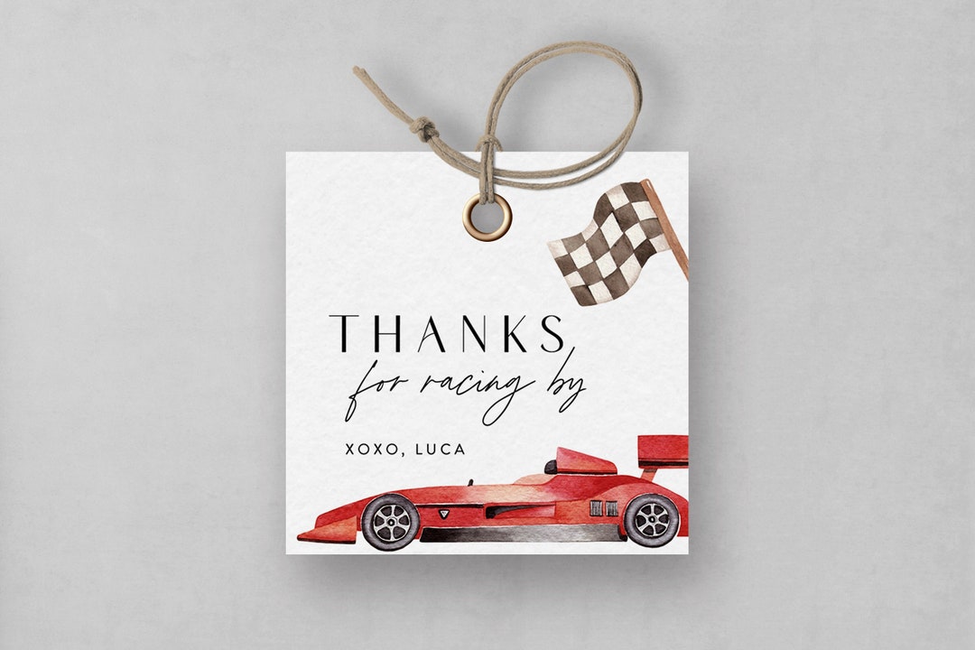 Race Car Favor Tag, Modern Race Car Birthday, Two Fast, Fast One ...