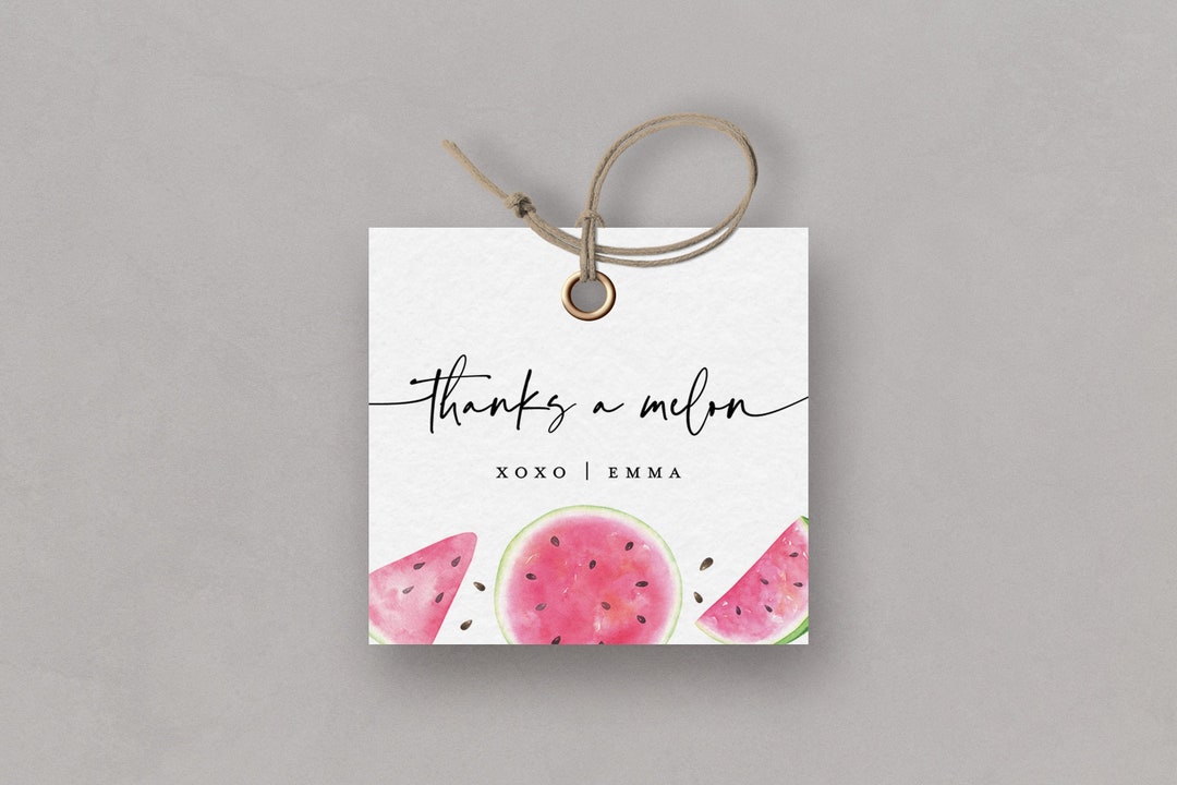 Watermelon Favor Tag: One in a Melon Birthday, Thank You (INSTANT ...