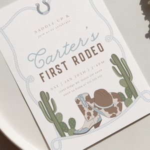 Editable My First Rodeo Invitation: Cowboy Birthday (digital Download ...