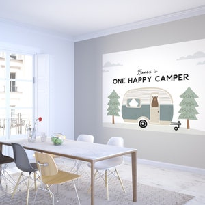 Editable Happy Camper Welcome Sign, One Happy Camper, Camping Birthday ...