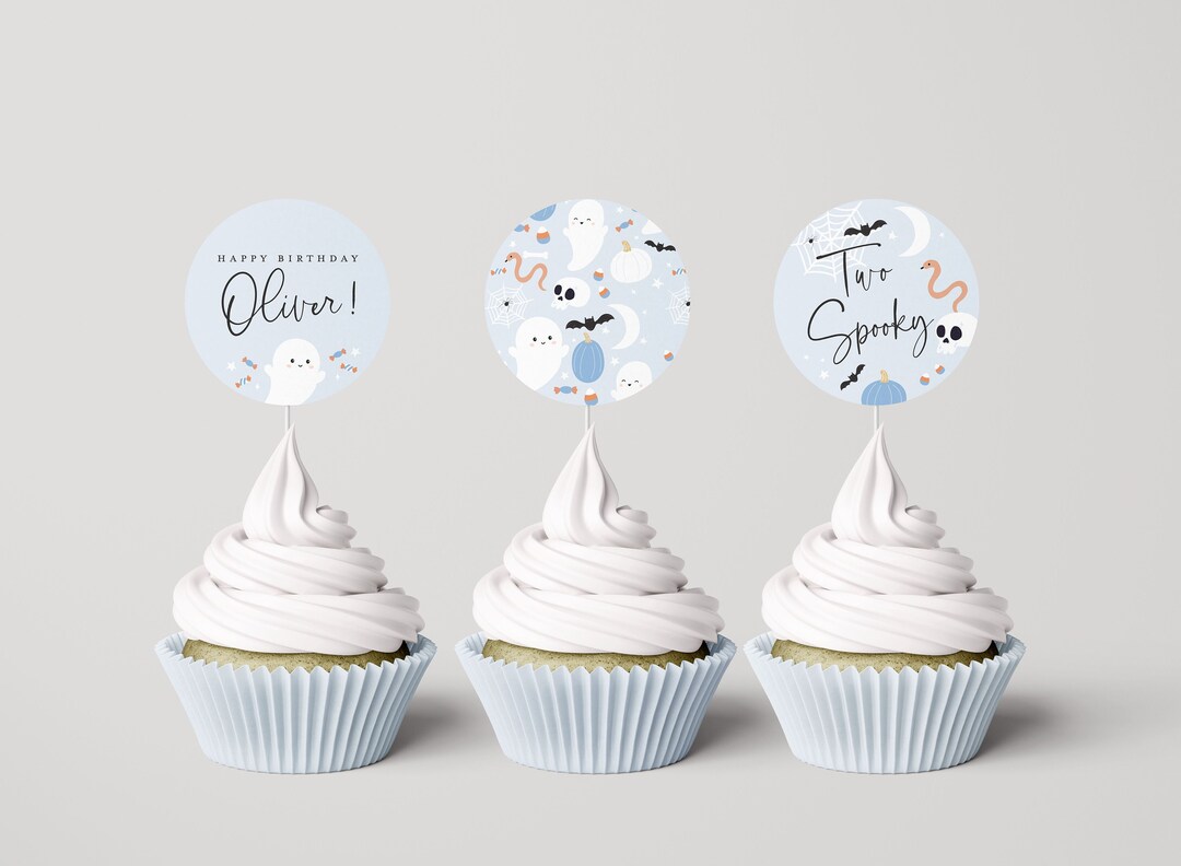 Spooky Two Birthday Cupcake Toppers: Halloween Party Decor (INSTANT ...