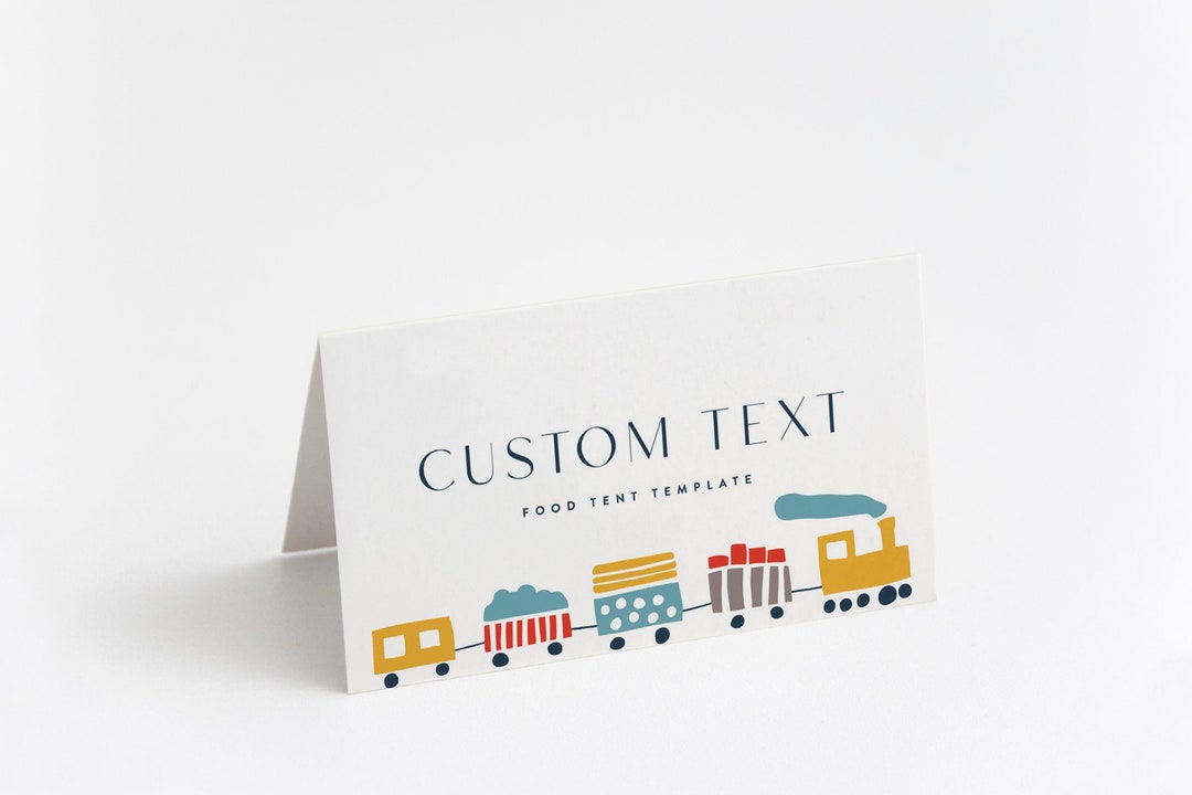 Modern Train Birthday Food Tents, Minimalistic Train Party, Editable ...