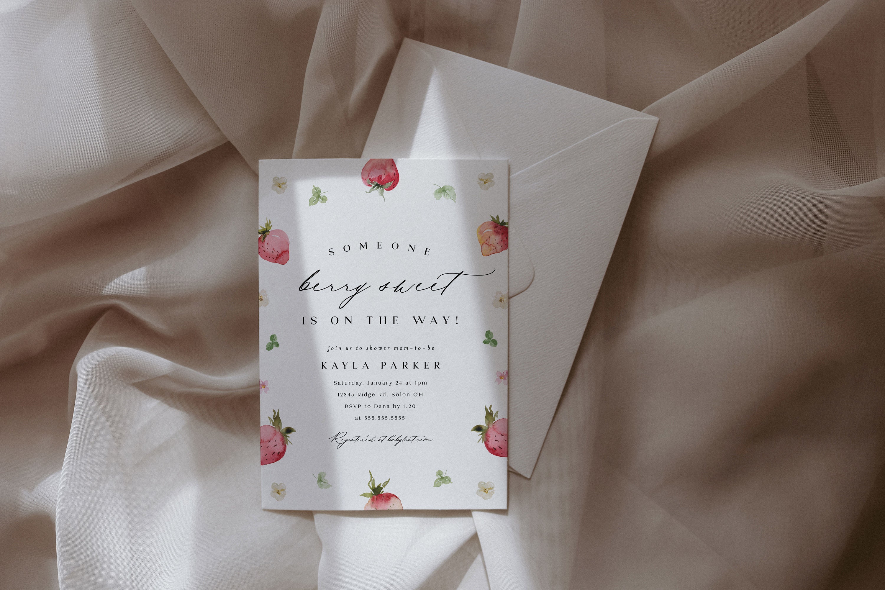 Editable Strawberry Food Tents: Berry Sweet Shower Place Cards (INSTANT ...