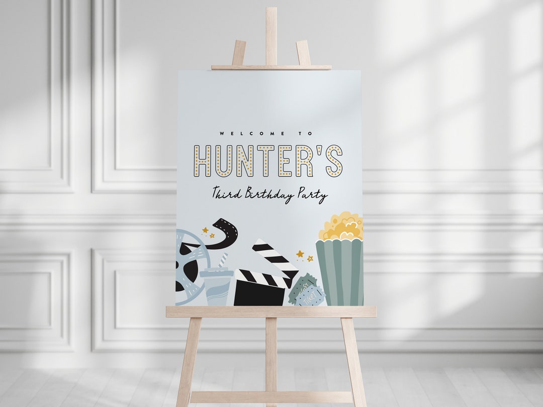 Movie Party Welcome Sign Template, Movie Night Boy Birthday, Editable ...