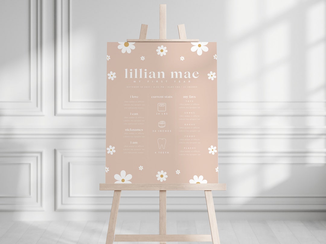Daisy Birthday Milestone Board, Daises First Birthday, Boho Daisy 1st ...