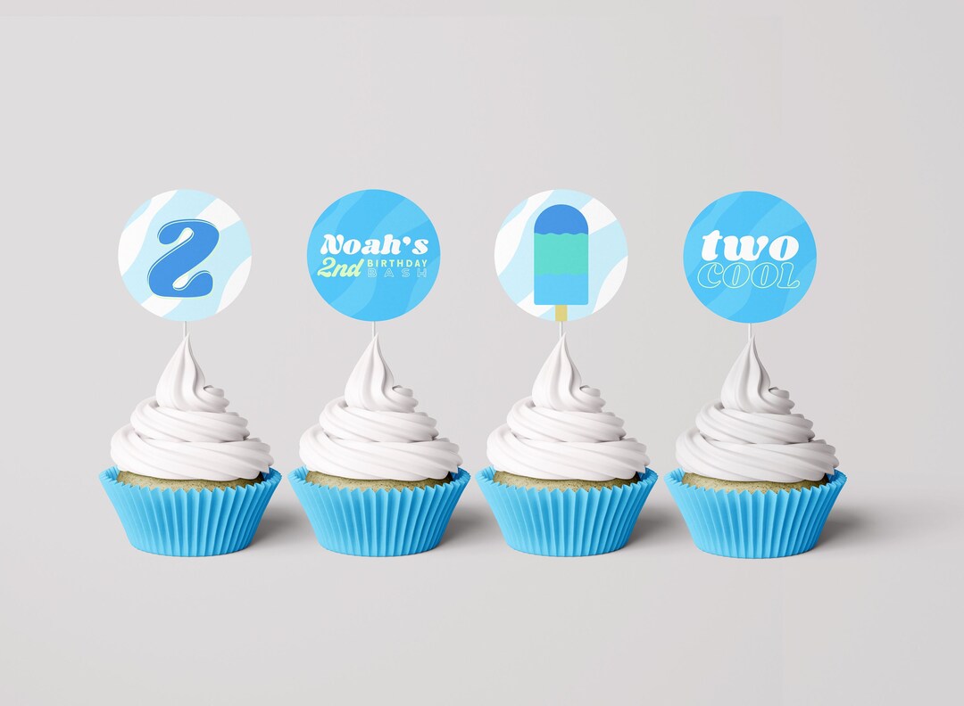 Editable Popsicle Cupcake Toppers, Popsicle Topper Two Cool, Summer ...