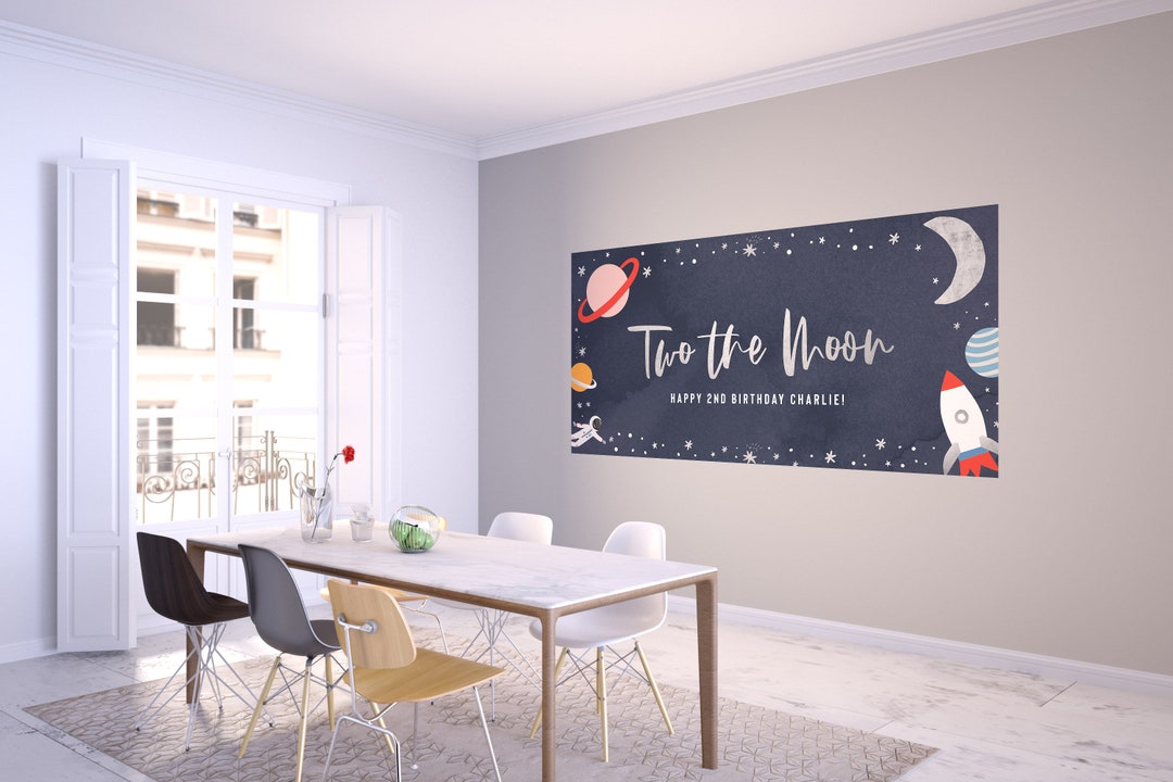 Two the Moon Backdrop: Space Birthday Party Decor (INSTANT DOWNLOAD) - Etsy