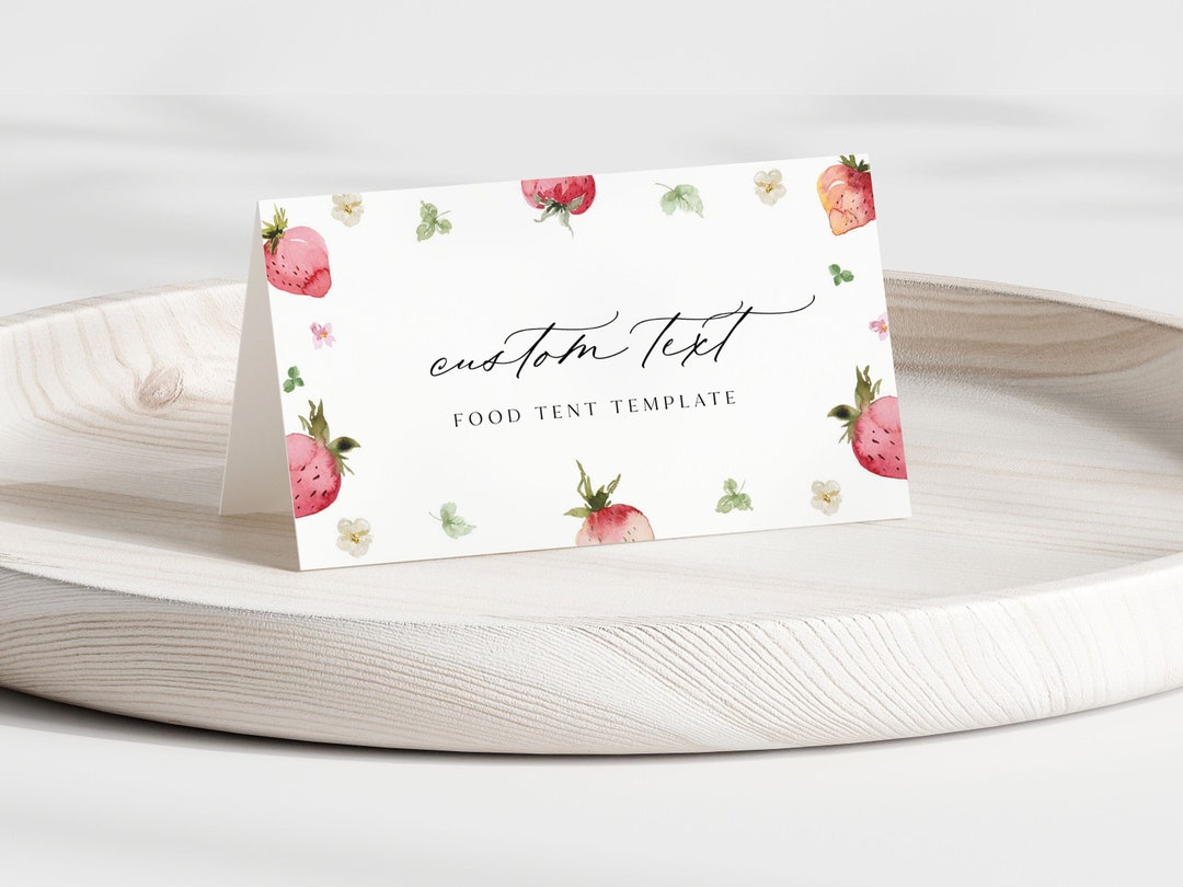 Editable Strawberry Food Tents: Berry Sweet Shower Place Cards (INSTANT ...