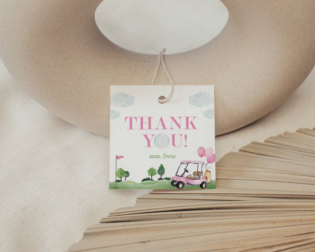 Girl Golf Birthday Favor Tag: Pink Hole-in-one Thank You (digital ...