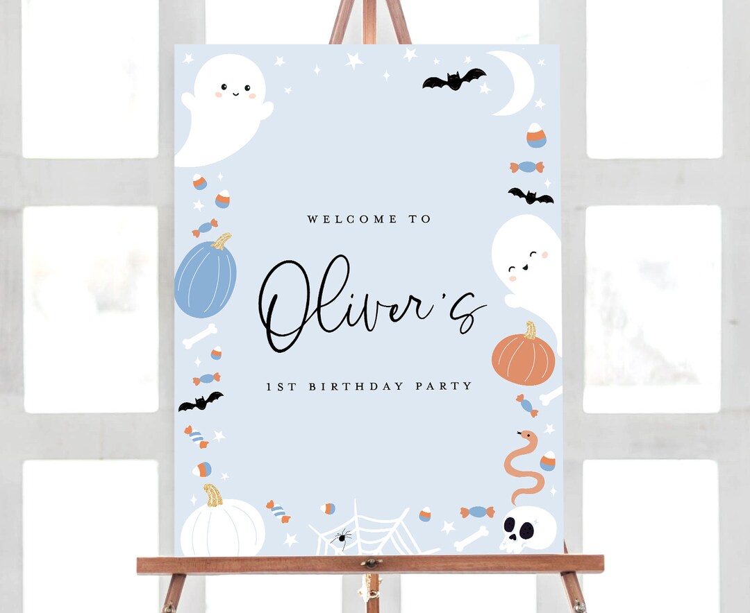 Spooky Birthday Welcome Sign, Spooky One, Two Spooky, Boy Halloween ...