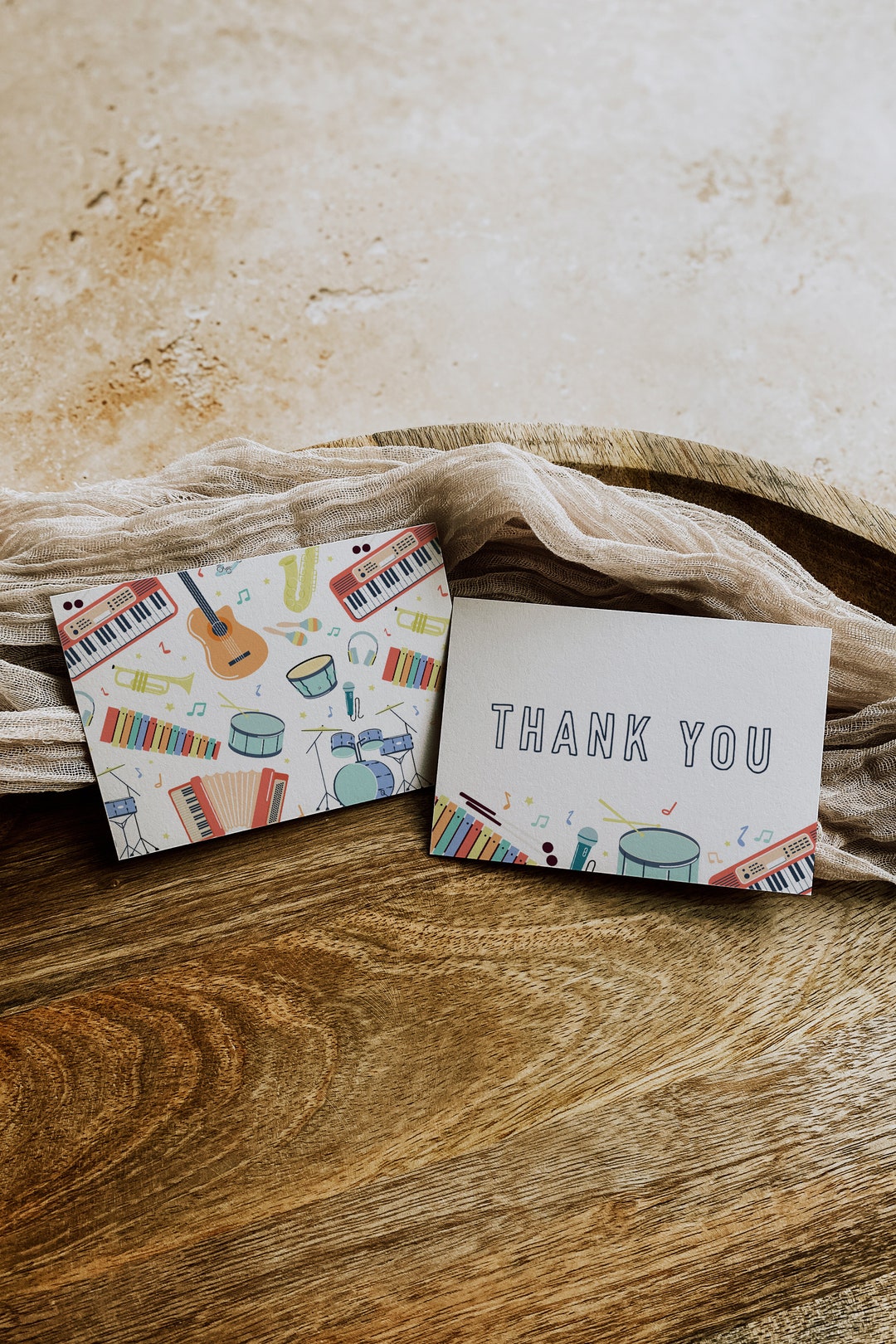 Music Thank You Card, Musical Instruments Birthday, Sing and Dance ...