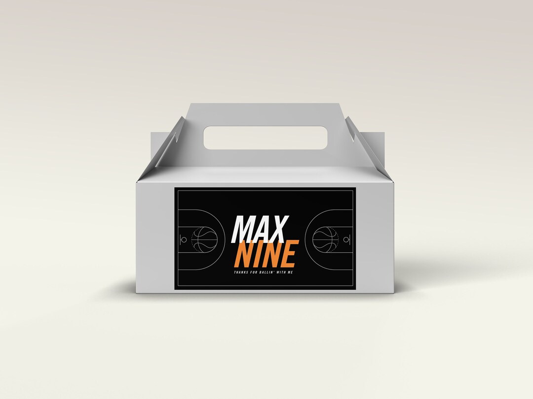 Basketball Favor Box Label, Modern Basketball Gable Label, Boy Birthday ...