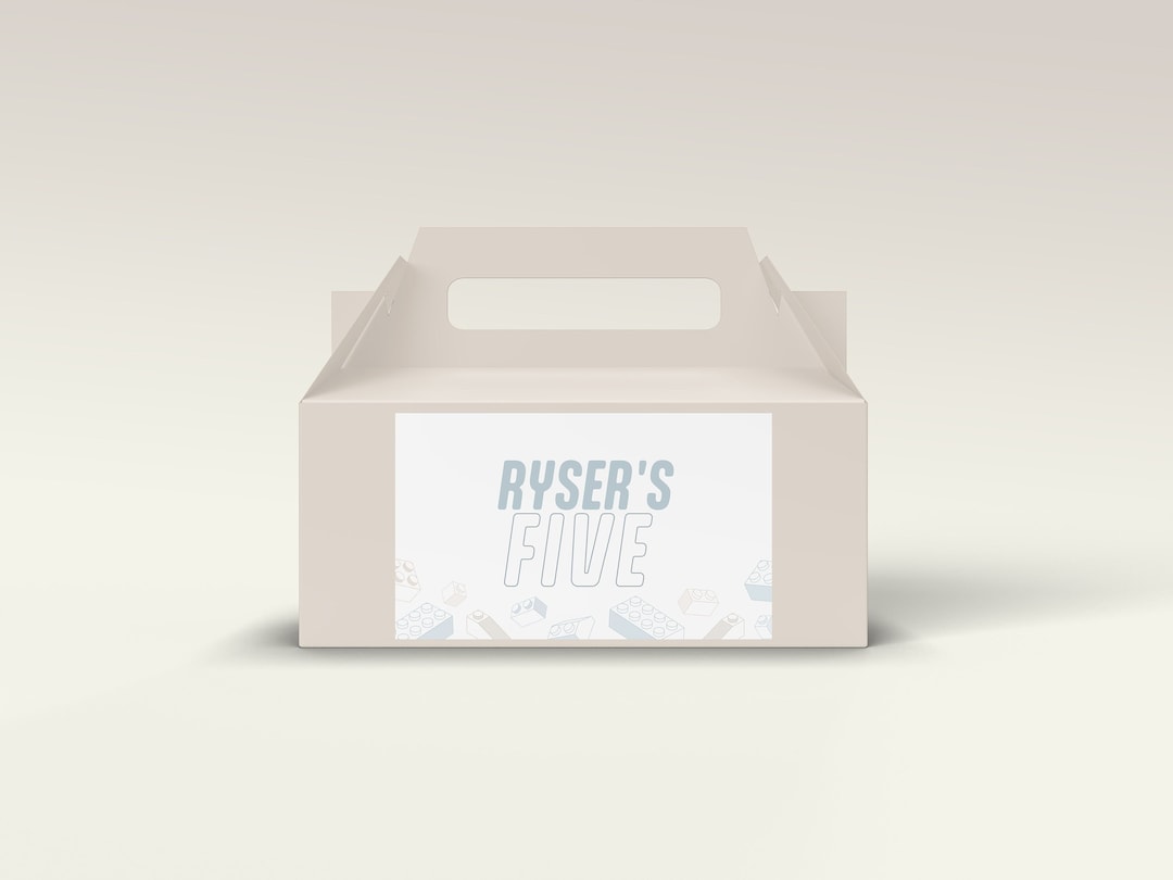 Building Blocks Gable Box Label Template: Modern Bricks Party (digital ...