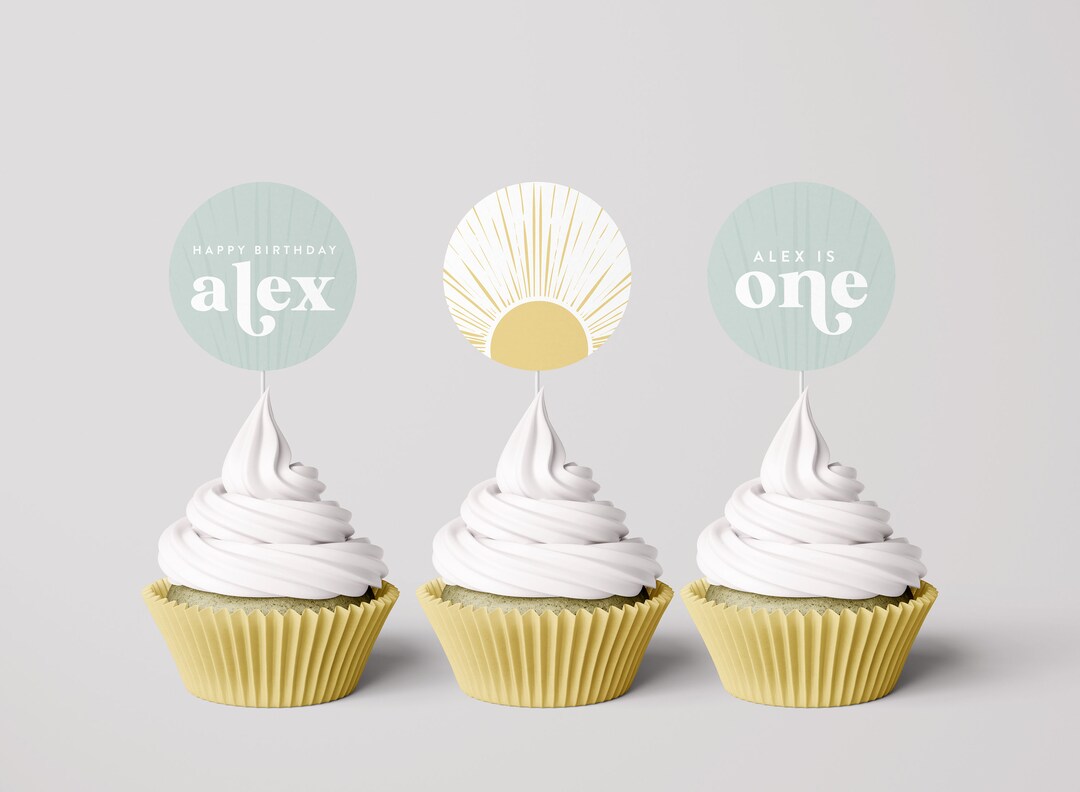 Boho Sun First Birthday Cupcake Toppers (INSTANT DOWNLOAD) - Etsy