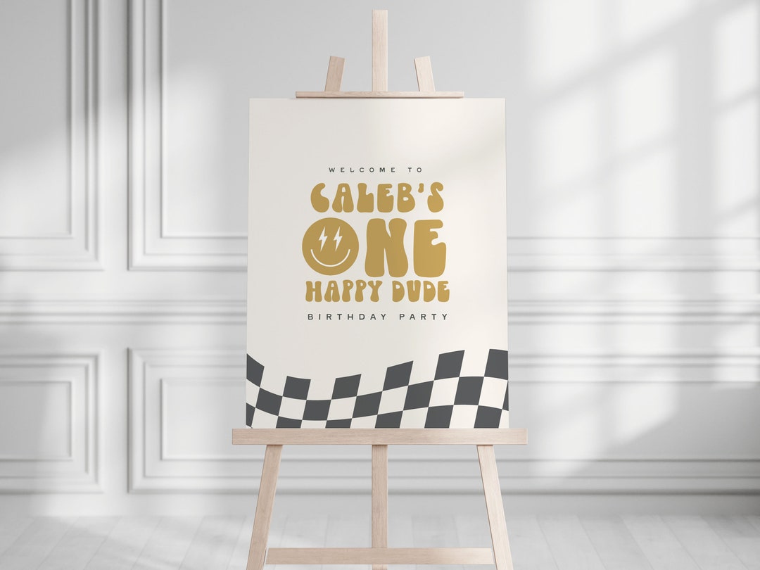 One Happy Dude Birthday Welcome Sign, Retro One Happy Dude, One Rad ...