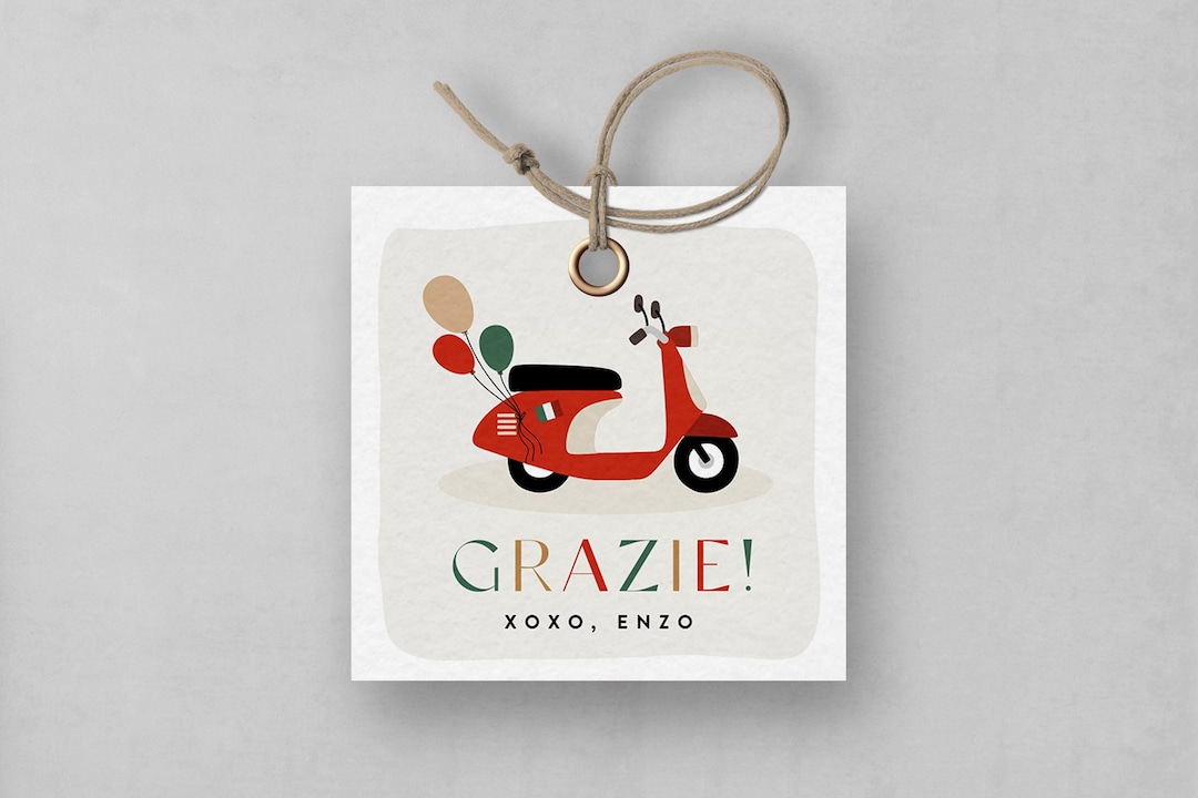 Vespa Favor Tag, Italian Theme Party, Uno Birthday, Italy Theme ...