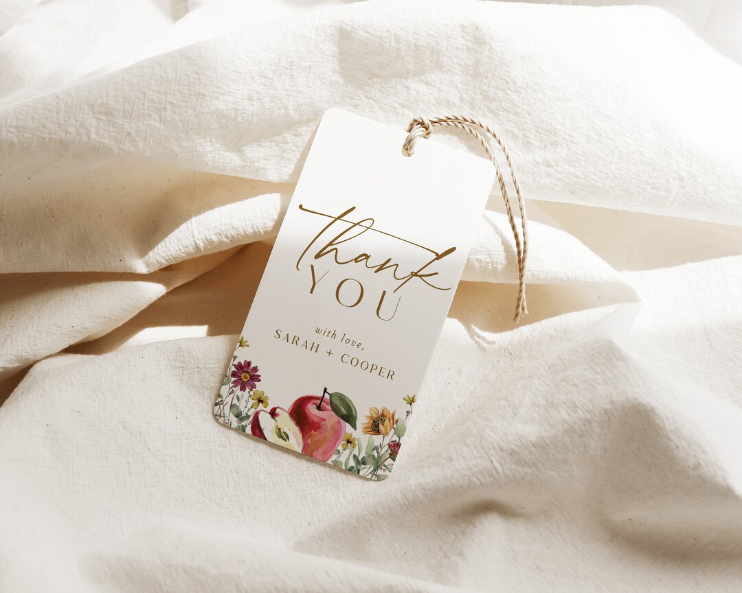 Apple Favor Tag Template: Boho Fall Floral Shower (digital Printable ...