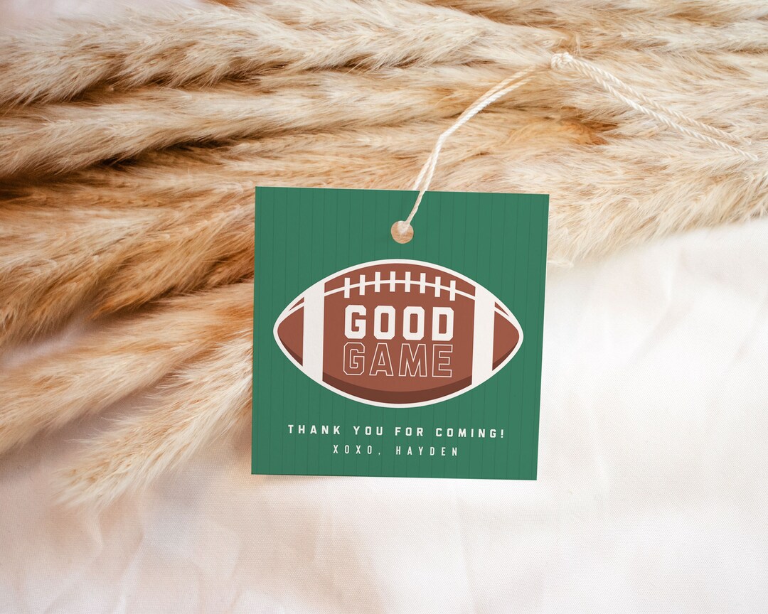 Football Favor Tag: Tailgate Party Thank You (editable Digital Template ...