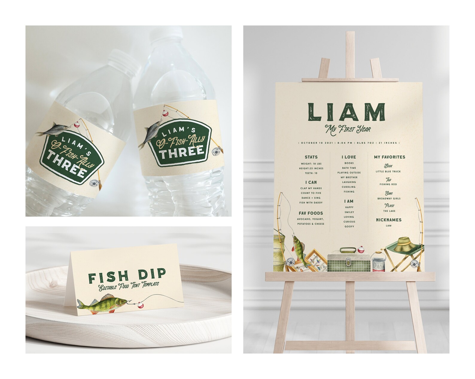 Fishing Birthday Party Bundle: Editable Corjl Templates (digital ...