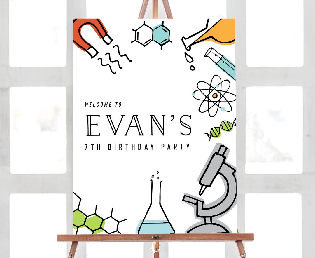Science Party Welcome Sign, Mad Scientist Birthday, Mad Science Party ...