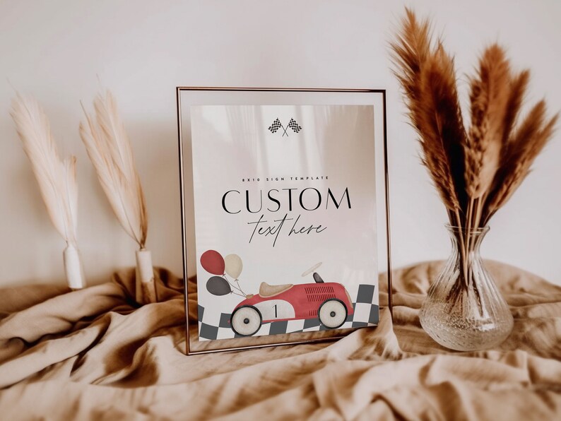 Vintage Red Race Car Photo Banner Template (digital Download) - Etsy