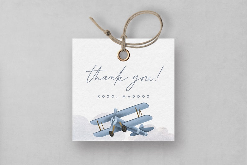 Airplane Favor Tag Modern Plane Design Vintage Airplane - Etsy