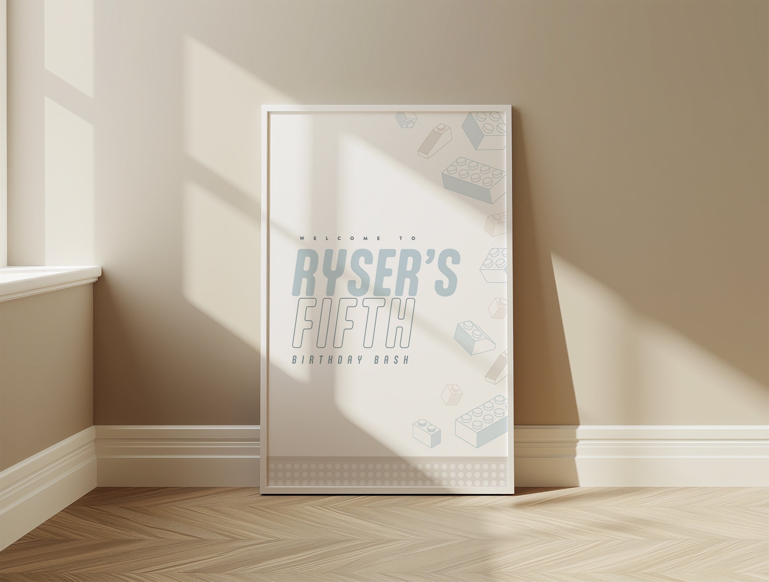 Building Blocks Birthday Welcome Sign: Modern Brick Party (digital ...