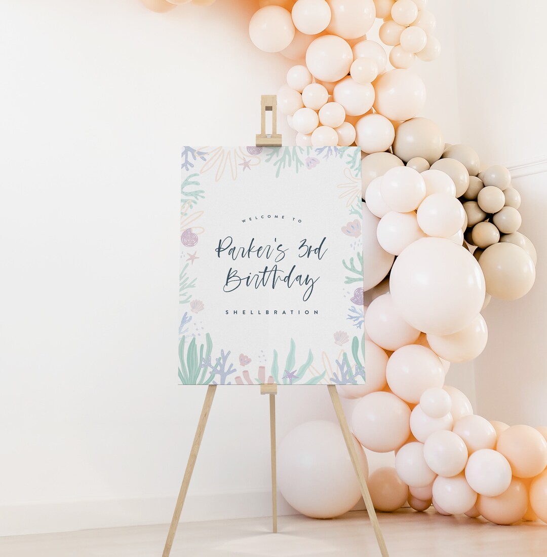 Sea Shell Welcome Sign Template, Shell Birthday Party Girl Birthday ...