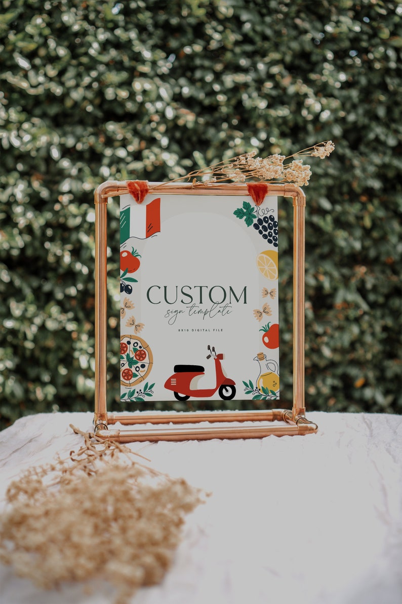 Italian Birthday Welcome Sign: Vespa, Pizza Party Decor (digital ...