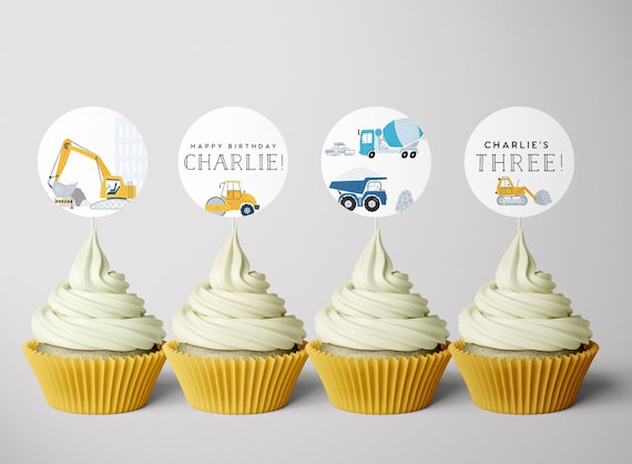 Invitations & Announcements Excavator Editable Toppers Construction ...