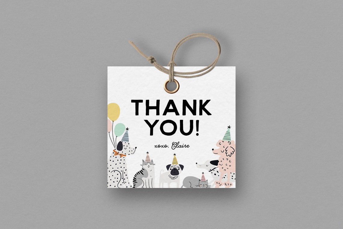 Editable Dog and Cat Theme Favor Tags Puppy Pawty Favor Tags | Etsy