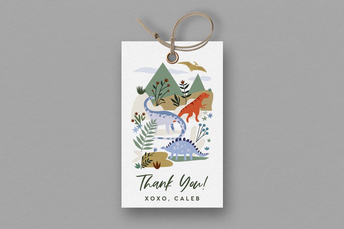 Editable Dinosaur Birthday Favor Tags Minimalistic Dinosaur - Etsy
