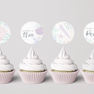 Sea Shell Water Bottle Label Template, Shell Birthday Party Girl ...