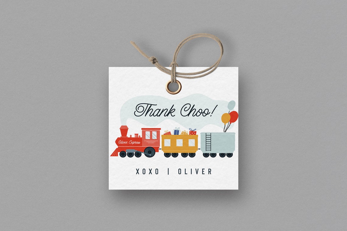 Editable Train Favor Tags Modern Train Favor Tag Two 2nd | Etsy