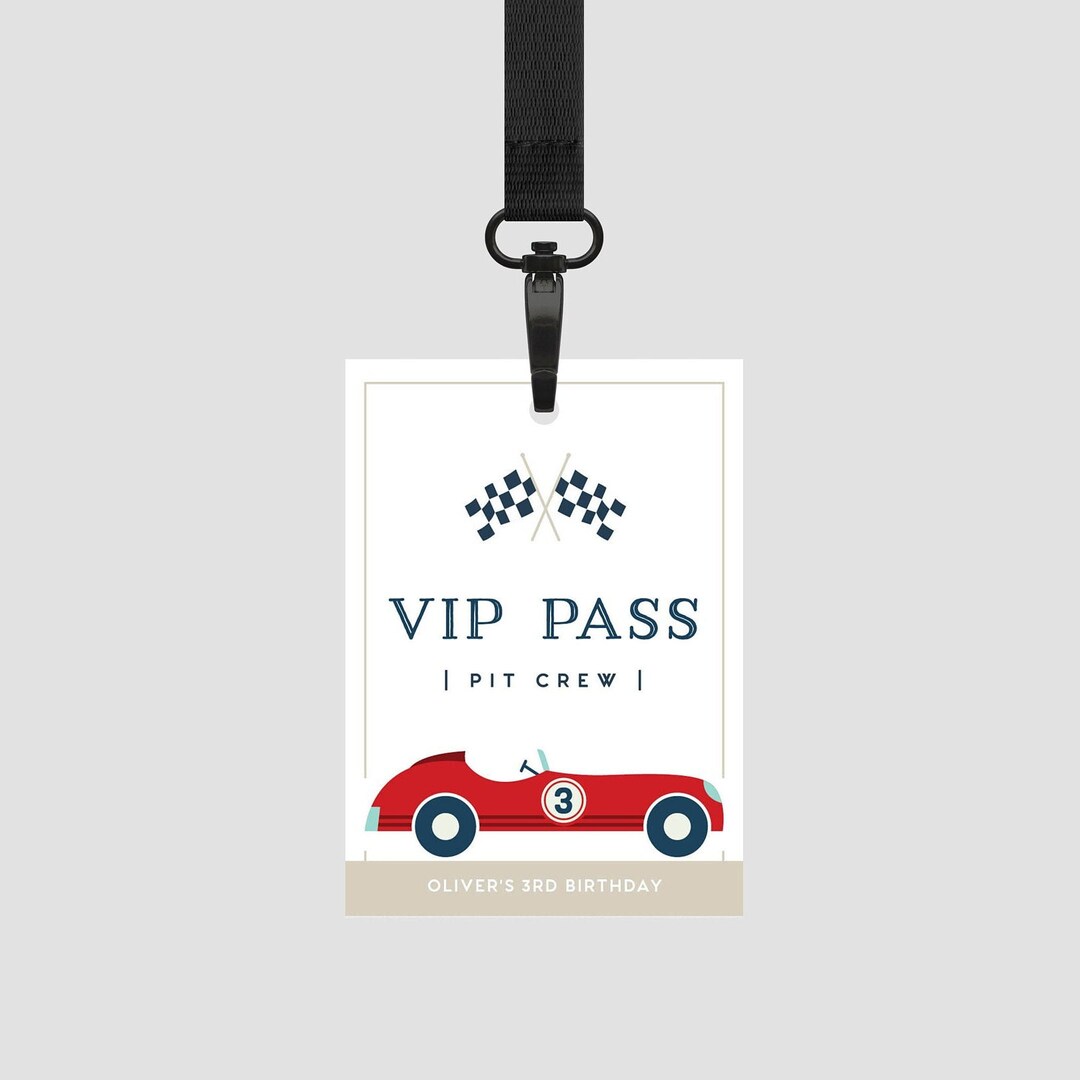 Race Car VIP Pass: Pit Crew Birthday Party Favor (editable Printable ...