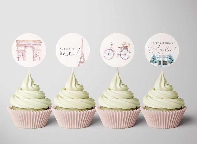 Paris Birthday Cupcake Toppers Paris Birthday French - Etsy
