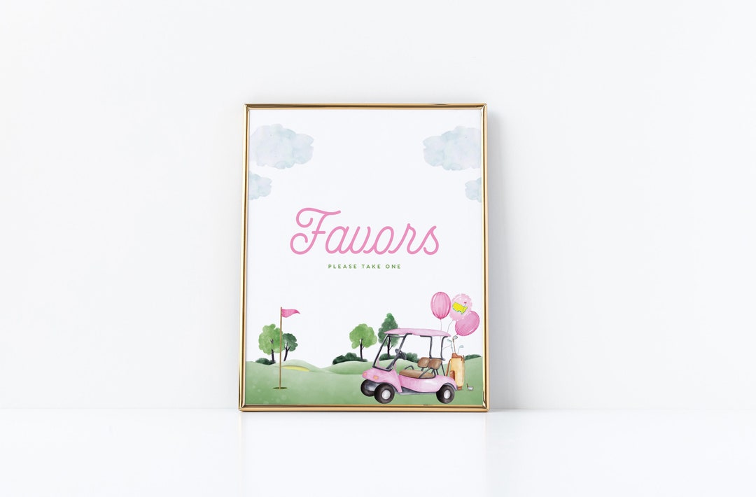Girl Golf Birthday Party Sign: Pink Golf Cart, Favors (instant Download ...