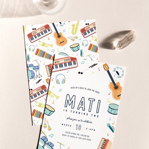 Music Birthday Invitation Musical Instruments Invitation Music Party ...