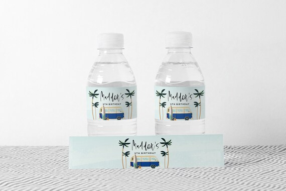 Modern Surf Birthday Water Bottle Label Surfing Birthday - Etsy