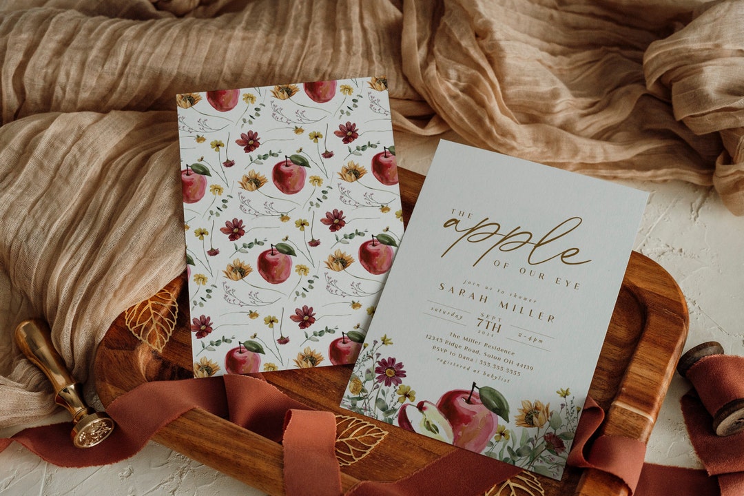 Apple Floral Fall Baby Shower Invitation (digital Template) - Etsy