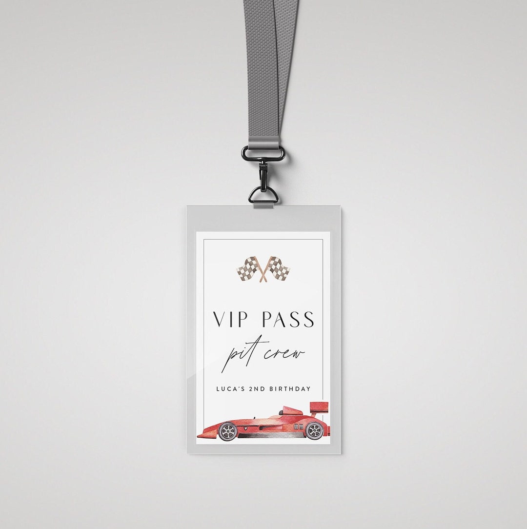 Race Car Birthday VIP Pass: Editable Pit Crew Template (digital ...
