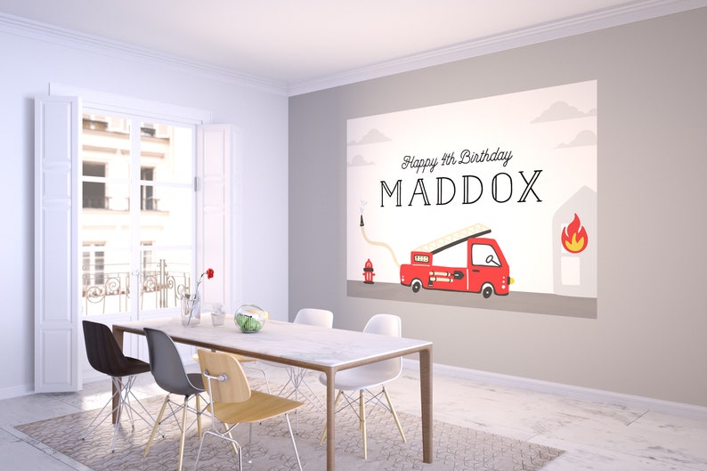 Fire Truck Backdrop Fire Truck Birthday Fire Truck Banner - Etsy