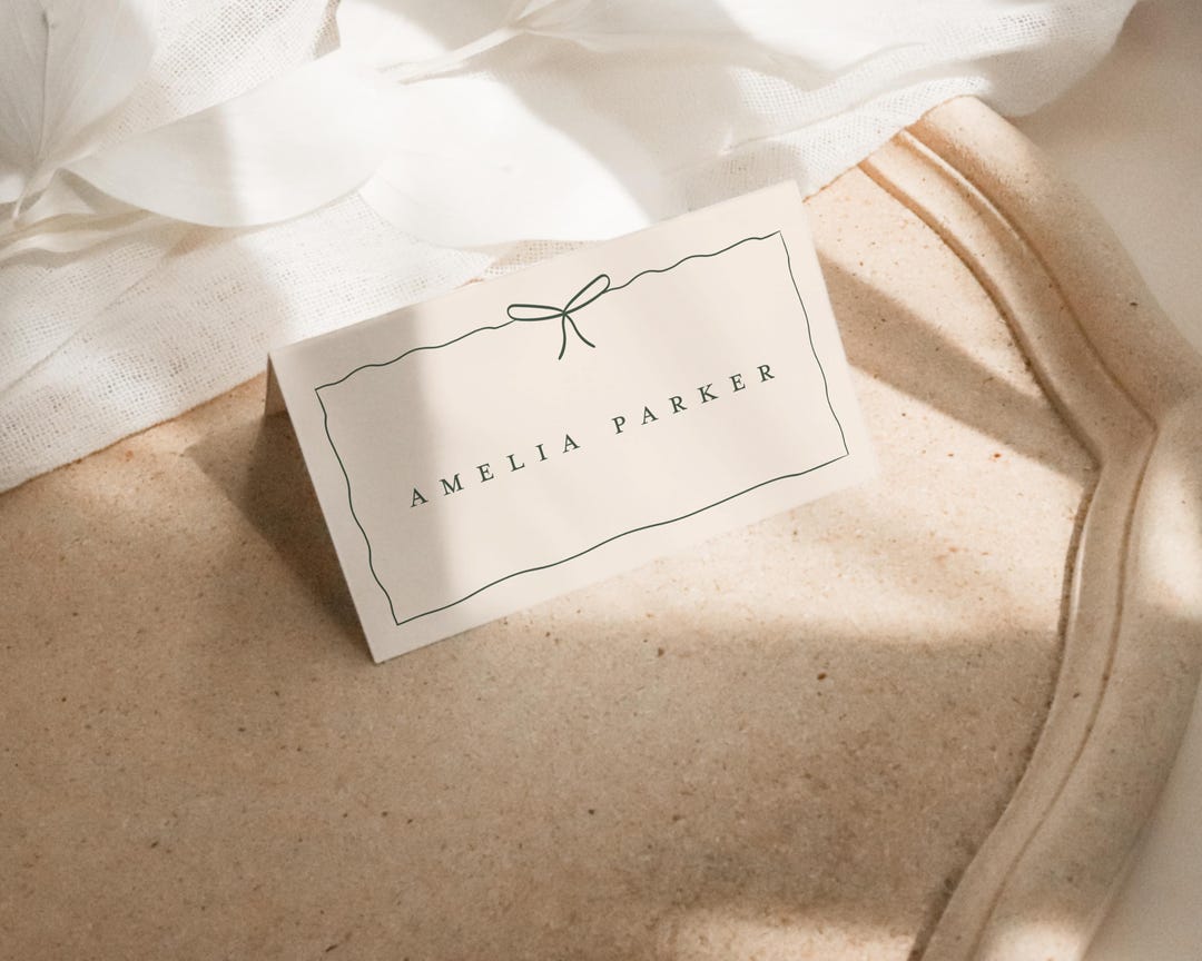Editable Holiday Place Card Template: Modern Ribbon Design (instant ...