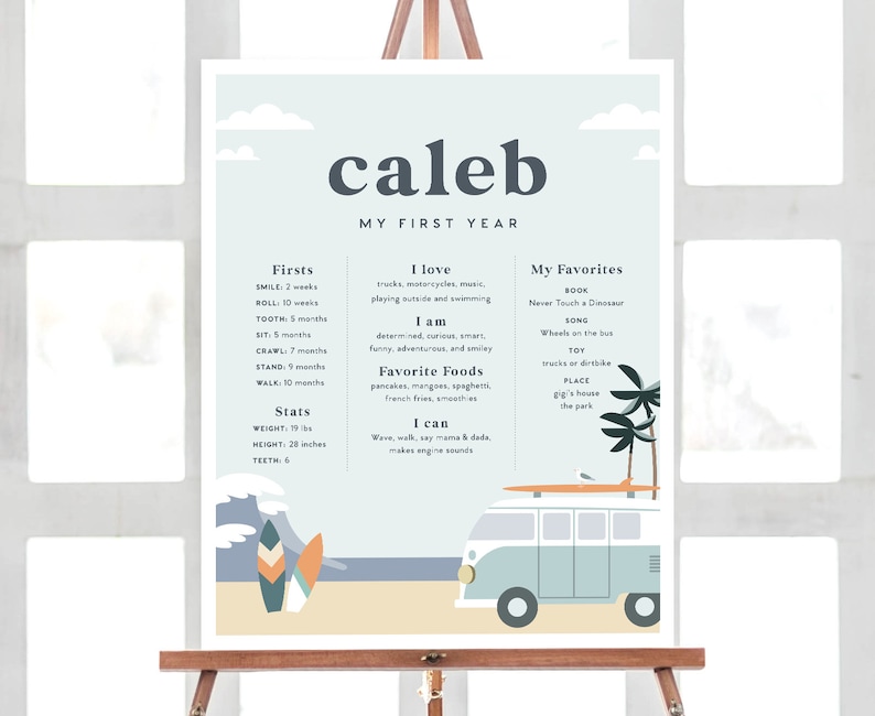 Modern Welcome Sign Editable Surf Birthday Decorations Beach | Etsy