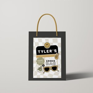 Checkered Smiley Face Welcome Sign Template Rad Birthday Stickers Retro ...