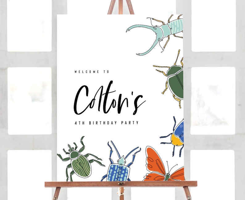 Bug Party Sign Template Bug Birthday Party Insects Bugs | Etsy