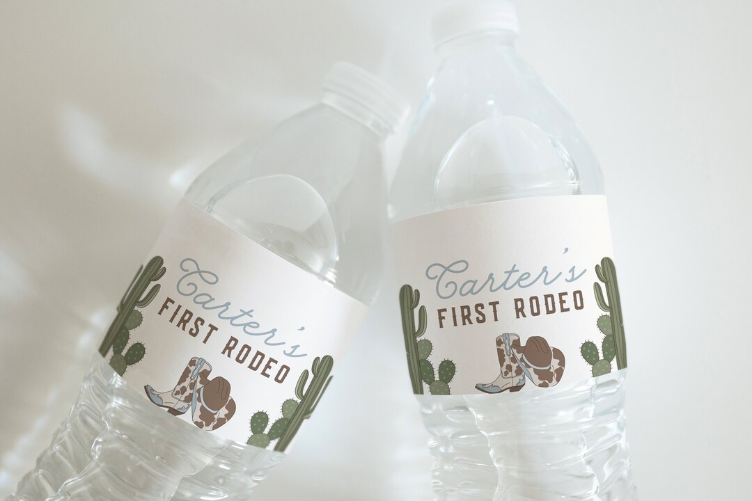 Editable Rodeo Water Bottle Label Template: Cowboy Birthday (instant ...