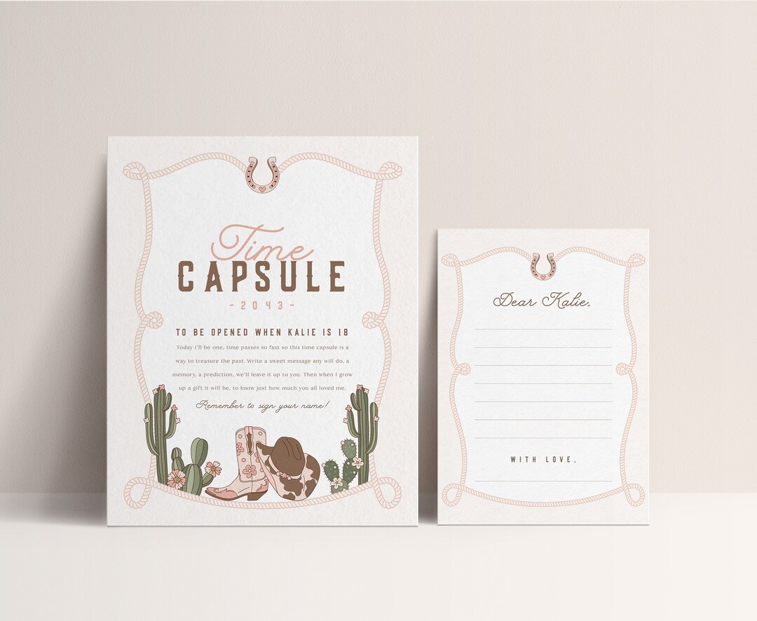 Editable First Rodeo Time Capsule, Cowgirl Birthday Party, First Rodeo ...
